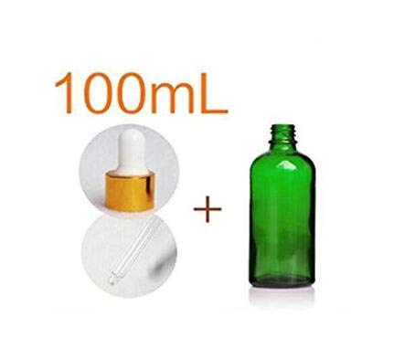3PCS 100ML (3.34oz) 3 Ounce Green Glass Bottles Empty Refill Dropper Bottles Jars With Glass Eye Droppers For Cosmetics Essential Oils Chemistry Lab Chemicals Colognes perfumes