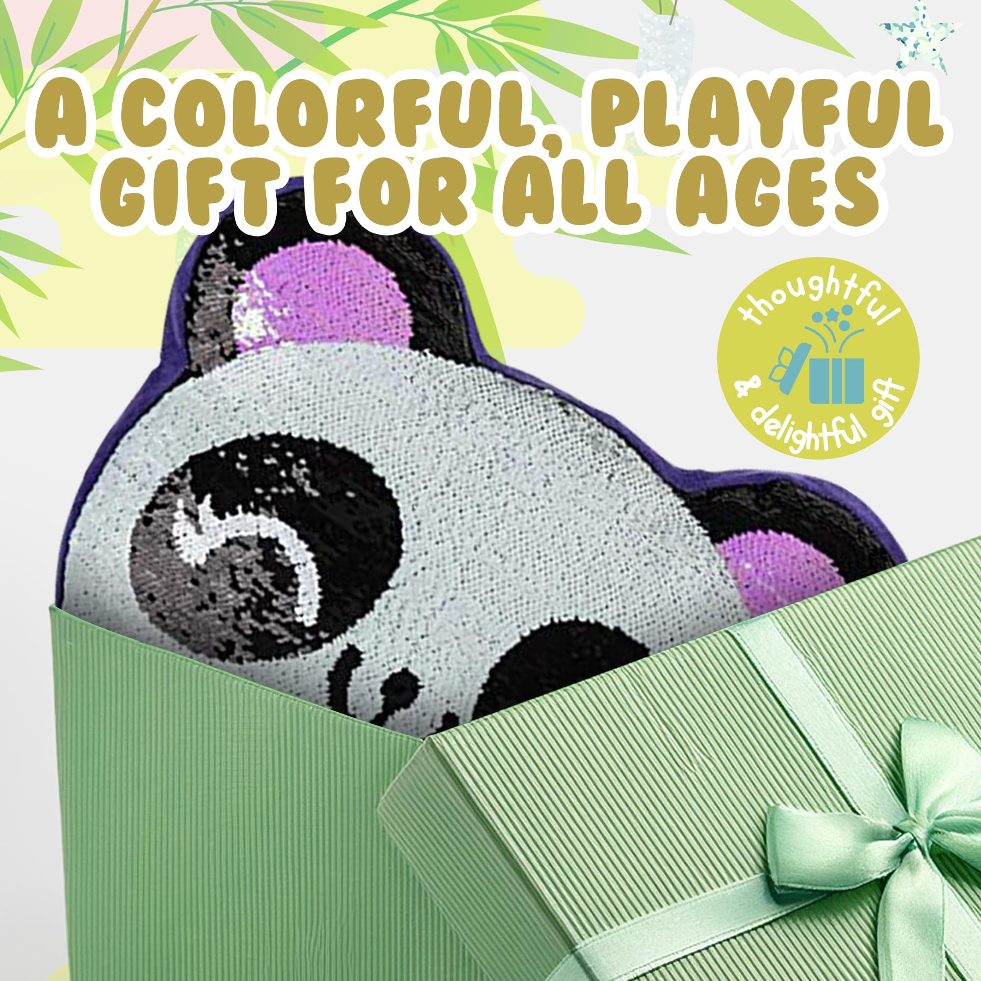 16” Reversible Sequin Pillow | Select your Favorite Colorful Design Llama, Narwhal, Panda, Penguin, Donut, Watermelon, Sloth, Alpaca & More | Playful Addition to Kids Bed or Playroom (Ice Cream)