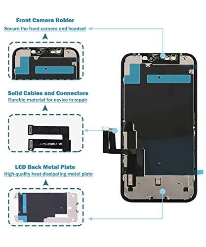Ayake for iPhone XR Screen Replacement, Full Assembly Retina LCD Touch Display Digitizer with Repair Tools for A1984, A2105, A2106, A2108 True Tone Programmable Black