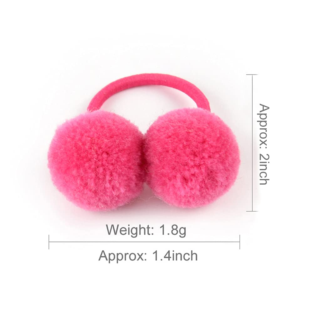AMMY Pom Pom Hair Accessories - 28 Pcs Soft Ponytail Holders, Small Ball Bands for Baby, Infants, and Toddler Girls