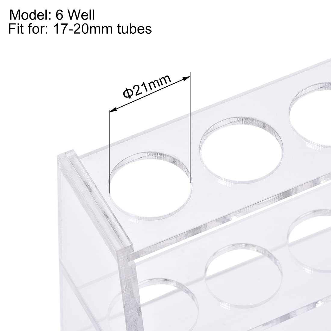 uxcell Acrylic Test Tube Holder Lab Stand Rack 6 Wells for 25ml Centrifuge Tubes Clear