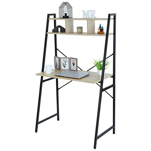 Desktop Computer Desk, Home Office Decor Ladder Desk Study Writing Table Computer Gaming Table Bedroom Laptop Table, Student Study Reading Writing Desk PC Laptop Table for Living Room (Khaki)