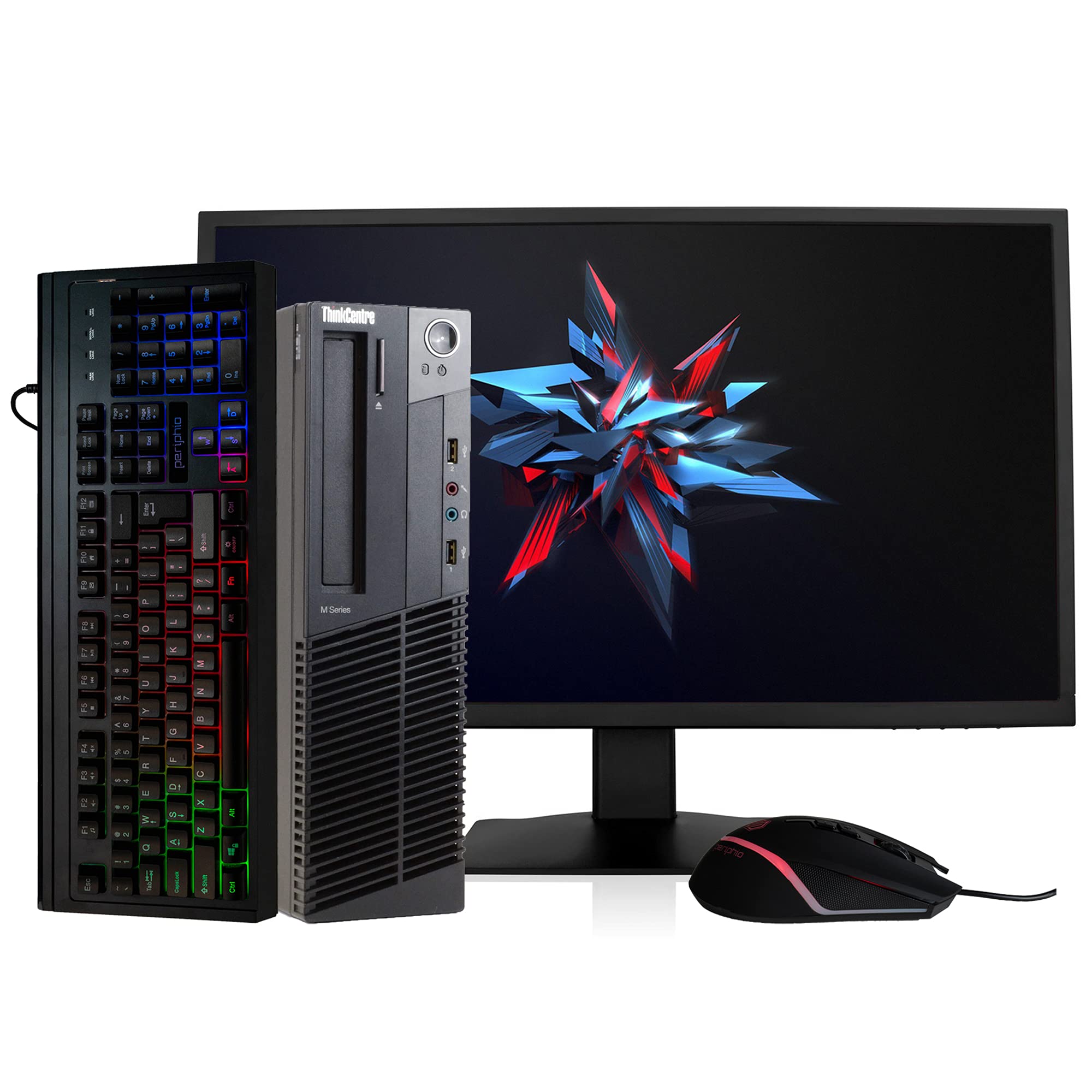 Lenovo ThinkCentre M92P Desktop Computer PC, Intel Quad-Core i5, 2TB HDD Storage, 16GB DDR3 RAM, Windows 10 Pro, DVD, WiFi, New 24in Monitor, RGB Productivity Bundle (Renewed)