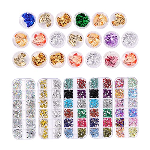 12 Grids Nail Sequins Mixed Nail Glitter Flakes Nail Rhinestone Colorful Nail Foil DIY Design Manicure Decorations Sets Glitter Sequin Nail Decoration Nail Accessories for Nail Art