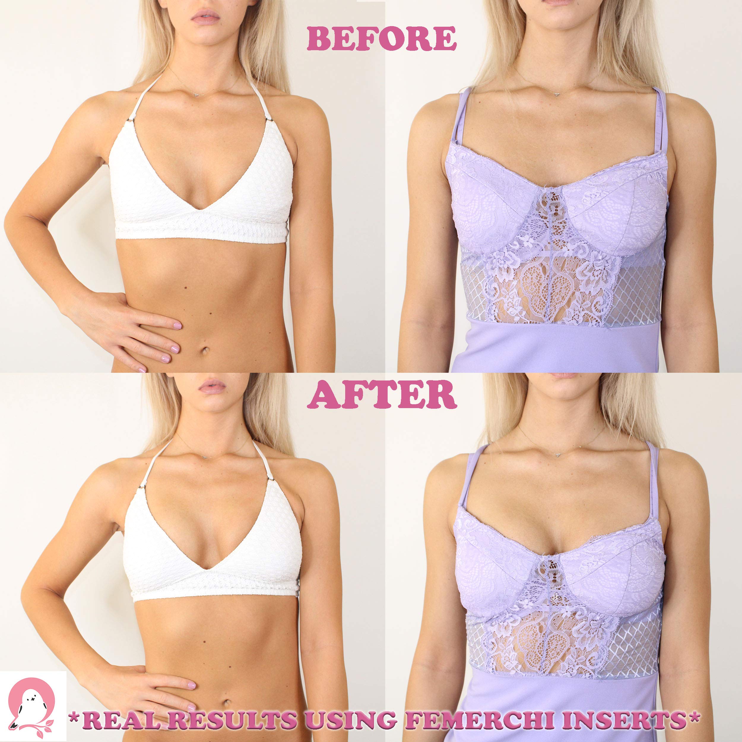 Femerchi Silicone Bra Inserts Pads for Sizes A-D – Breathable, Nonslip Breast Enhancers Inserts – Reusable, Washable Bra Pads Inserts Push Up – Semi-Adhesive Design for Bra, Bikini, Sports Bra