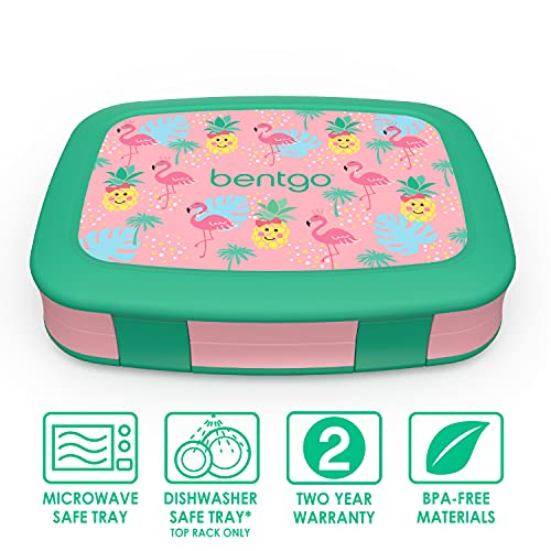 Bentgo Prints Insulated Lunch Bag Set With Kids Bento-Style Lunch Box and 4 Reusable Ice Packs (Tropical)