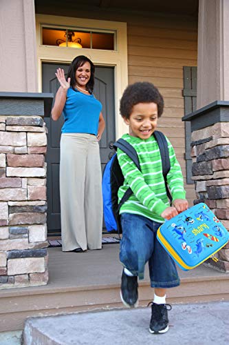 COO&KOO Shark Lunch Bag Lunch Box Set, Include 3D Insulated Cooler Bag & Leakproof Water Bottle Pineapple Ice Pack Multipurpose Spork Spoon Silicone Cups Salad Box, Great for School Girls or Boys