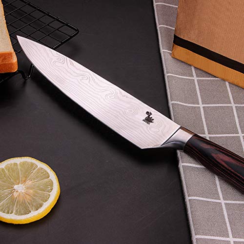 8 Inch Professional Damascus Chefs Knife,Pro Kitchen Knife, German High Carbon Stainless Steel Knife with Ergonomic Handle(8-Inch)