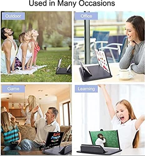 12 inch Screen Magnifier, 3D Smart Mobile Phone Screen Amplifier with Foldable Holder Stand for Any Smart Phone to Watch Your Movies and Videos, Black, F3