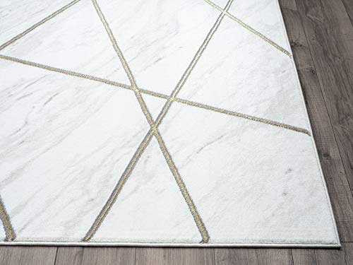Abani Luna LUN150A Contemporary Marble Gold Lines Area Rug 7'9" x 10'2"