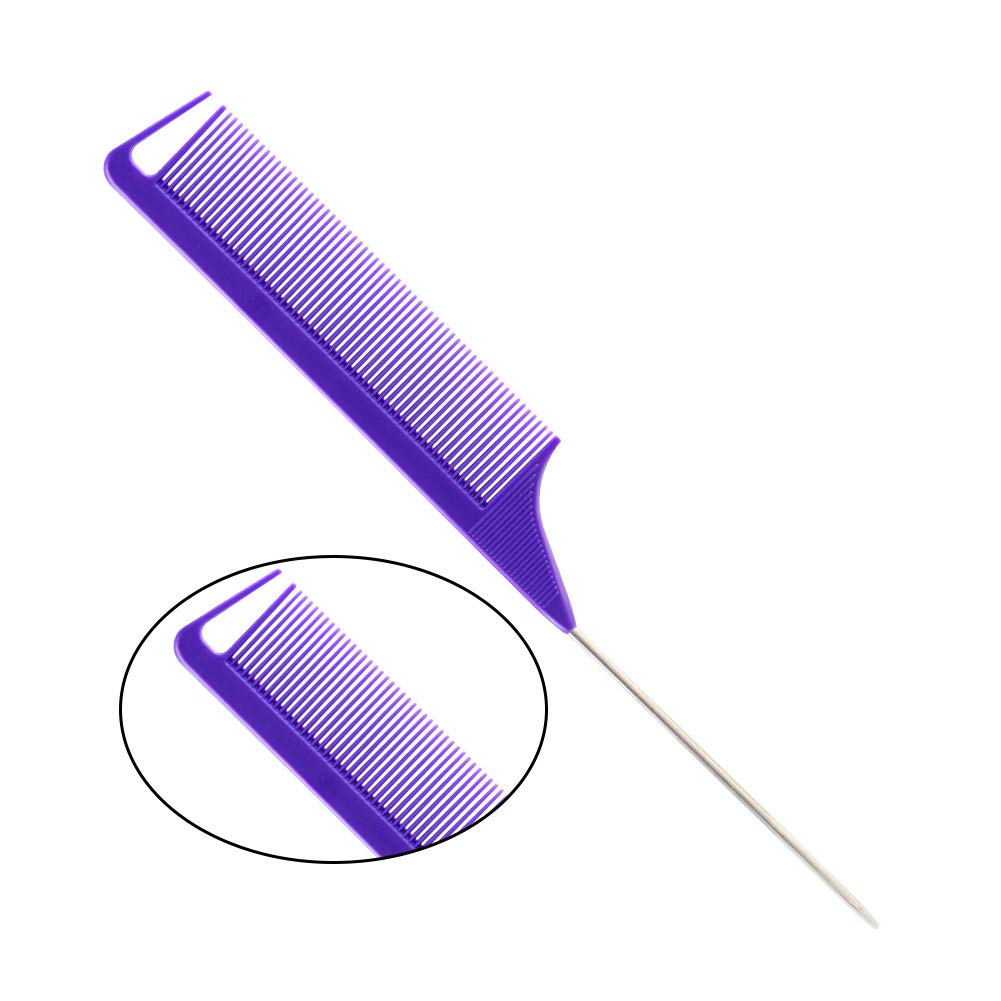 3Pcs Rat Tail Combs,Barber Styling Combs for Women,Anti Static Heat Resistant Hairdressing Comb (Purple)