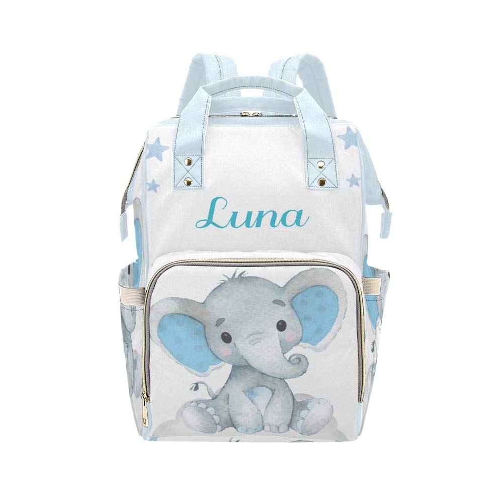 Personalized Elephant Baby Diaper Bag Backpack Name Custom Mommy Baby Bags Travel Daypack for Mom Gifts