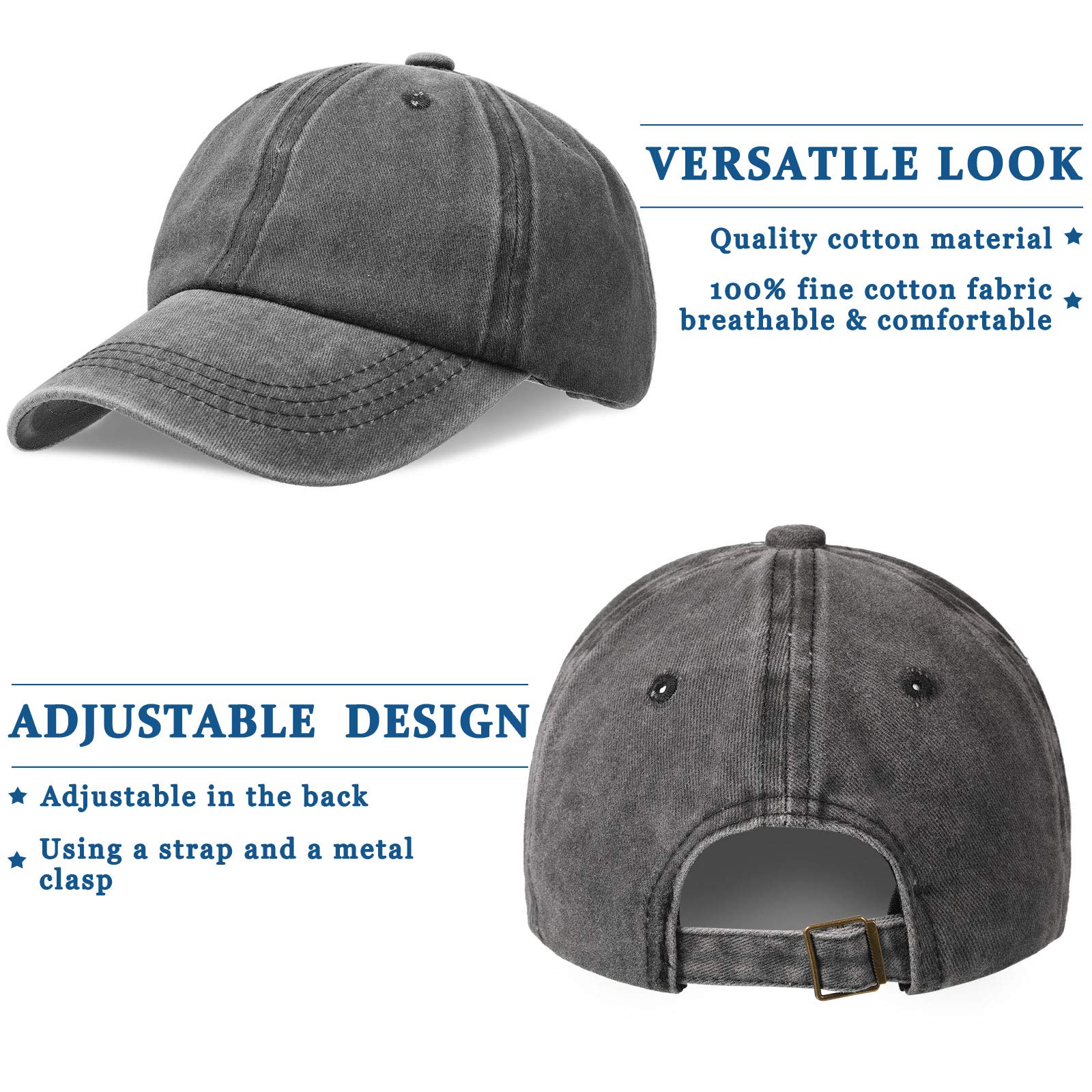4 Pieces Kids Baseball Hats Distressed Washed Toddler Plain Baseball Caps Adjustable Summer Trucker Hats for Boys Girls