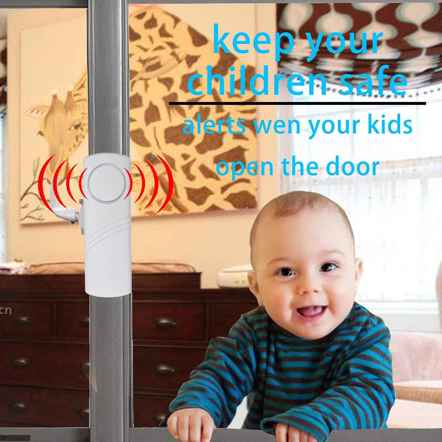 4 Pack Wireless Door Window Alarm, Magnetic Burglar Alert Sensor, Loud 90lb Door Alarms for Kids Safety, DIY for Home Security, Office Protection