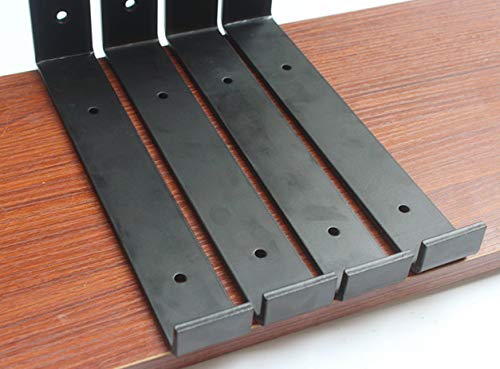 8 Pack - 9.25"L x 6"H x 1.5"W J Lip Shelf Bracket Rustic Industrial Farmhouse Iron Metal Wall Floating Shelf Bracket Metal Shelf Bracket, Industrial Shelf Bracket, Shelf Supports with Screws
