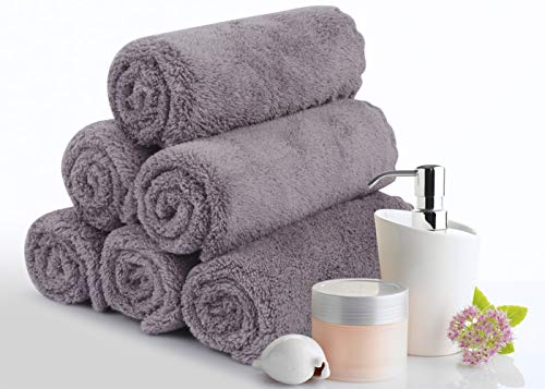 SUNLAND Microfiber Face Cloth Reusable Makeup Remover Facial Cleansing Towel Ultra Soft Face Washcloth 12inchx12inch 6 Pack Dpurple