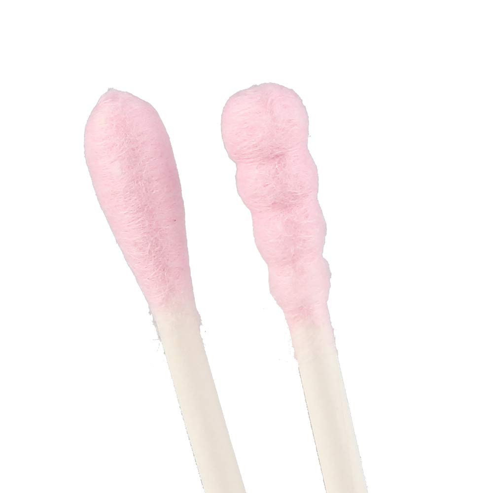200 Count Round & Spiral Shaped Double Tipped Cotton Swabs Buds Paper Sticks Biodegradable Hypoallergenic Clean Care Beauty Makeup Cosmetic Tool Pink