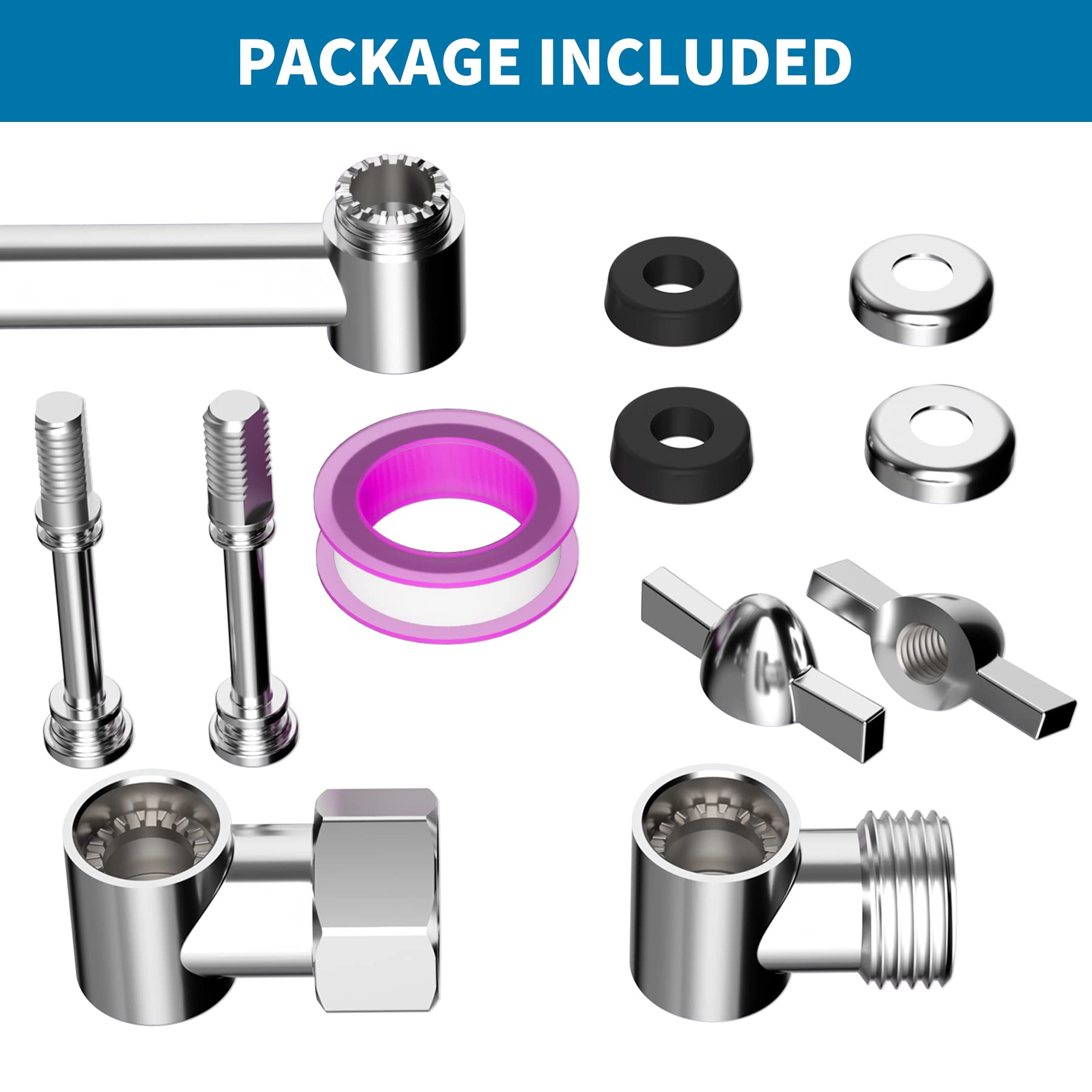 12 Inch Solid Brass Adjustable Shower Head Extension Arm Flexible Height & Angle Shower Arm Extender with Lock Joints, Universal Connection Solid Stainless Steel Shower Extension Arm, Chrome Finish