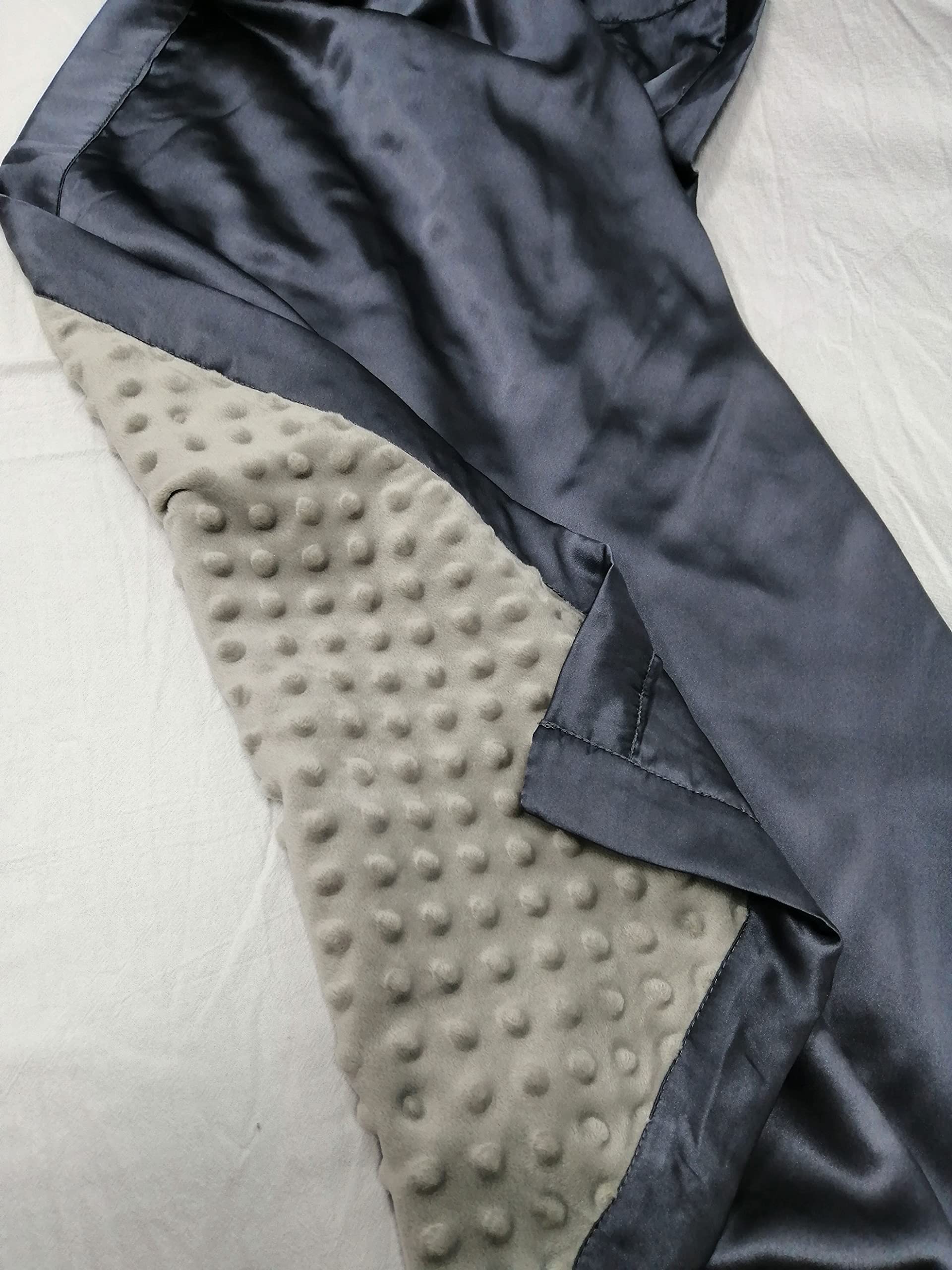 Cozysilk Baby Soft Silk Blanket - 100% Mulberry Silk On One Layer with Minky Plush Dot Blanket Backing - Reversible Double Layer, Gift for Girls/Boys Best for Summer (28 x 40 inch, Dark Grey)