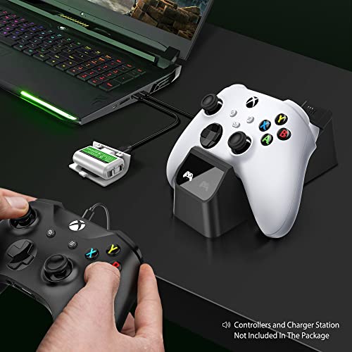 2 Pack Rechargeable Controller Battery Pack for Xbox One/Xbox Series X S with 4 Battery Cover (White) Play and Charge Kit with Micro USB Charging Cable for Xbox 1 S/X/Elite Wireless Remote