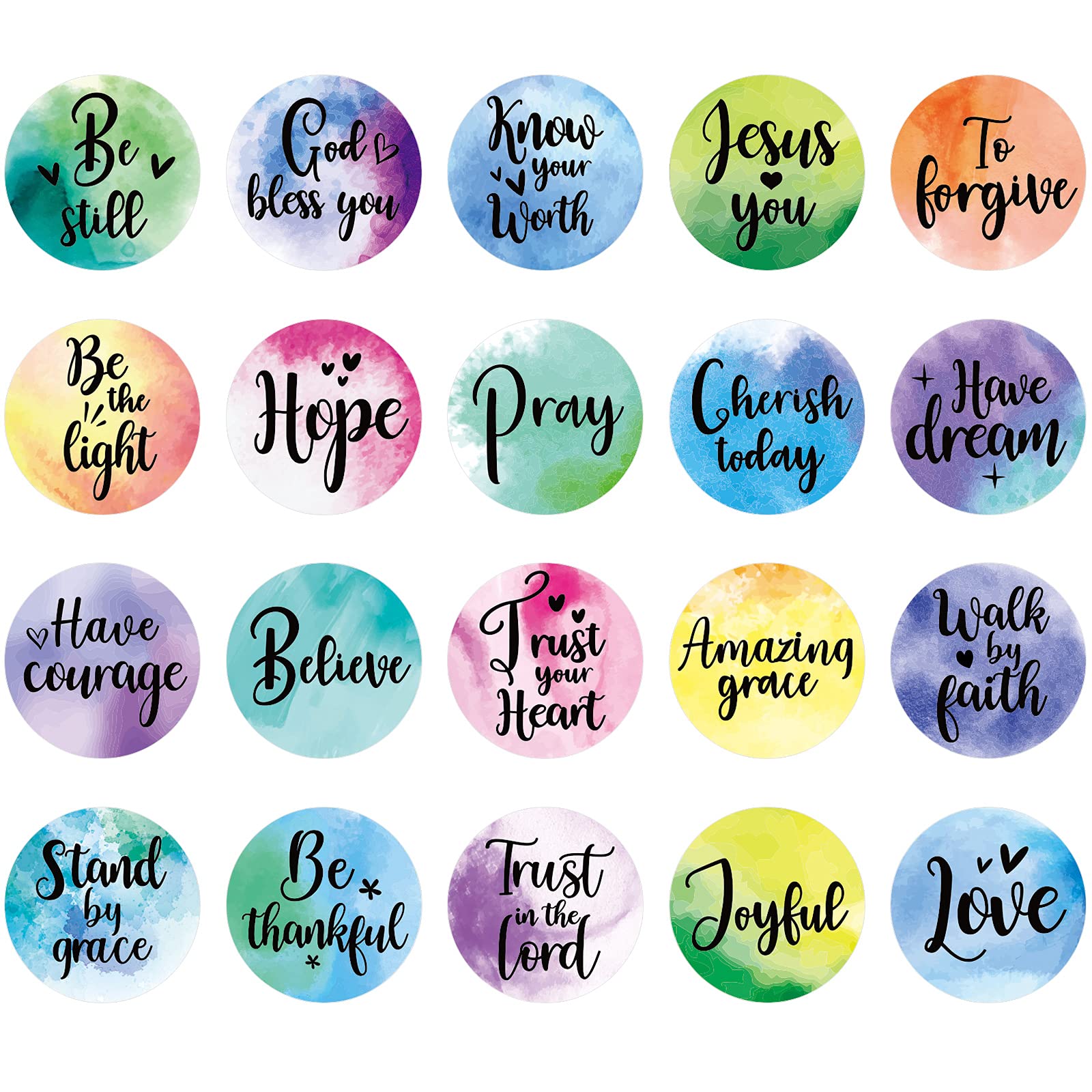 480 Pieces Inspirational Bible Verse Stickers Motivational Scripture Round Bible Stickers Faith Encouraging Decals for Prayer Laptop Phone Water Bottle Scrapbook(Cute Styles)