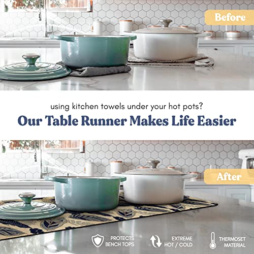 Chocolate Lemon: Trivet Table Runner - Heat Resistant 350F, Waterproof, Reversible for Hot Dishes, Plates & Pots (Botanical, 48 inch)