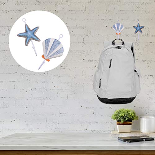 Cabilock 2Pcs Mediterranean Wall Hooks Clothes Hooks Sea Shell Coats Hat Key Rack Towels Hangers Nautical Decorative Hooks for Home Bedroom Beach Coastal Ornaments