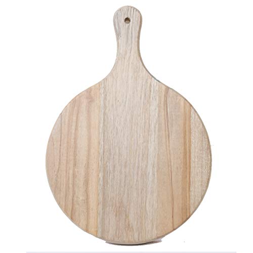 Acacia Wood Cutting Board with Handle 14 x 10 inches Vegetable Chopping and Serving Rustic Paddle for Bread Cheese Charcuterie and Pizza