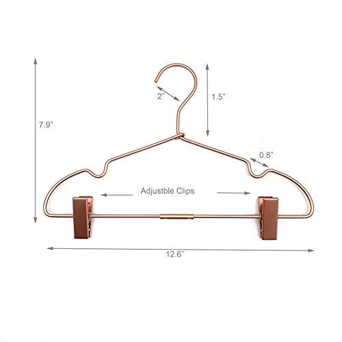 Koobay Metal Hangers Baby Clothes 12.5" Rose Gold Clips Hanger Children Kids Pants Hanger Display and Storage (30)