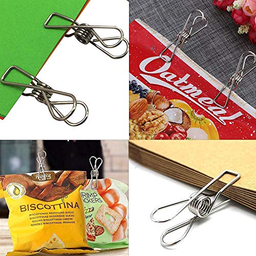 85 Pack Clothes Pins, Multi-Purpose Stainless Steel Wire Clip for Clothes, Paper Files, Snacks Seal in Outdoor Clothesline Home Travel Office