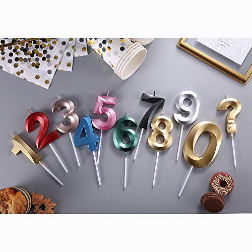 2.76'' Extended XXL Large Gold Glitter Happy Birthday Long Numbers Candles 3D Design Cake Topper Decoration for Adults/Kids Party Wedding(Blue, 3)