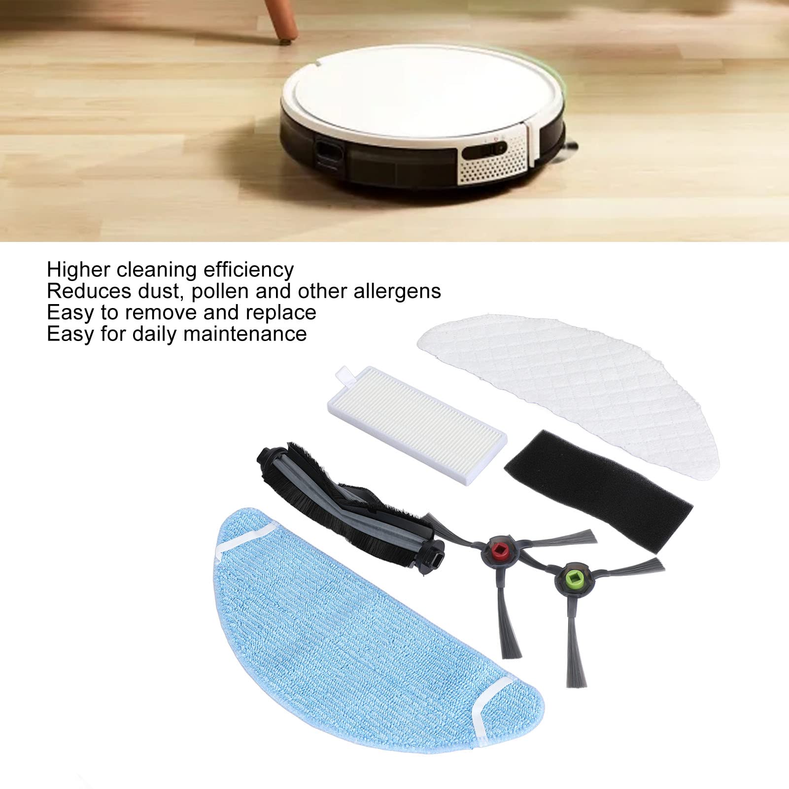 TOPINCN Sweeper Accessories Kit for Yeedi K650 Vacuum Cleaner, Washable Mop Mop Rolling Brush Side Brush Filter Screen Set Vacuum Cleaner Replacement Parts