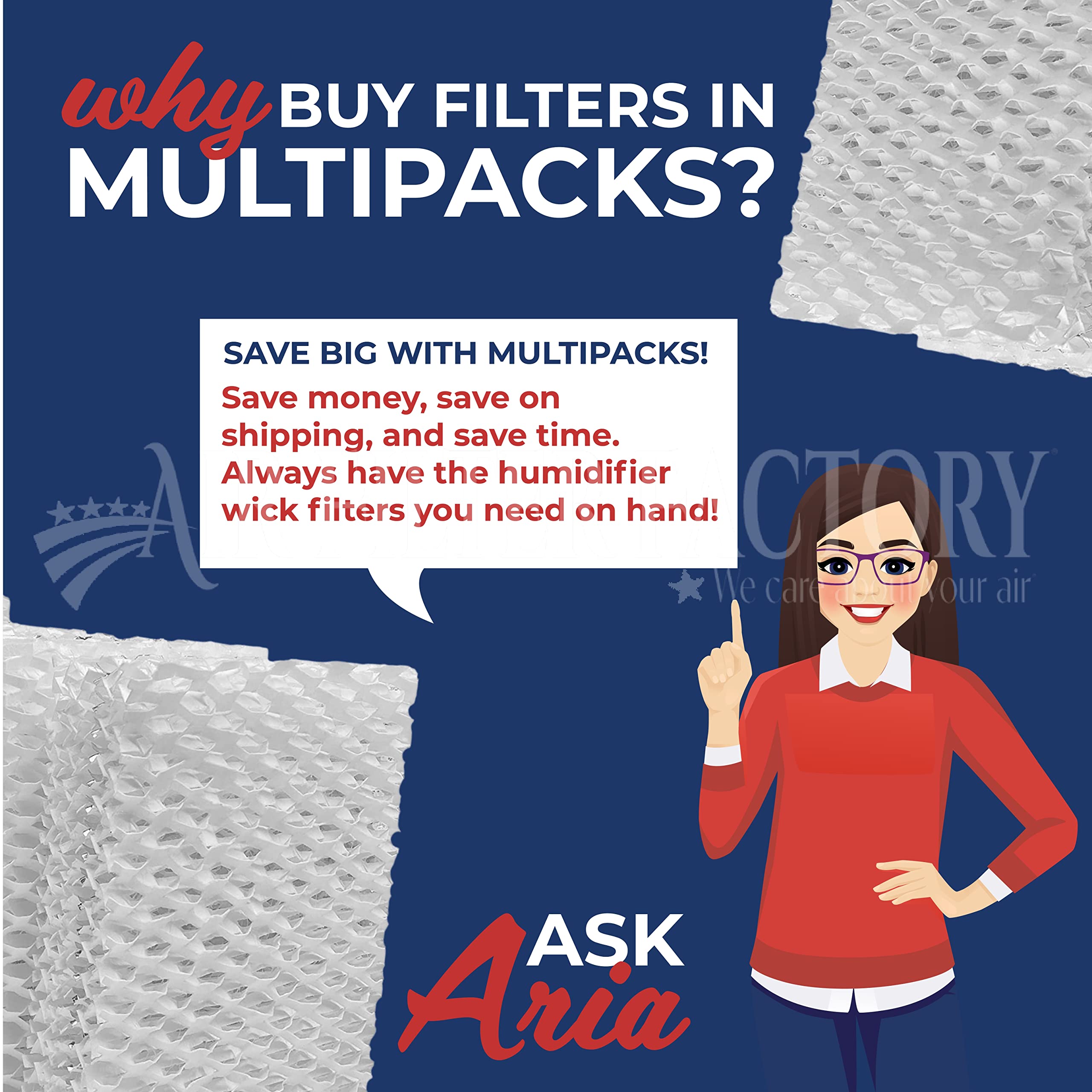 2-Pack Air Filter Factory Replacement For Sunbeam SCM3501, SCM3502, SCM3609, SCM3656, SCM3657 Humidifier Filter