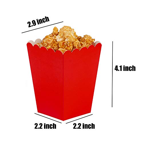 AimtoHome Red Popcorn Boxes Mini Paper Popcorn Box Cardboard Popcorn Container for Party, Pack of 24