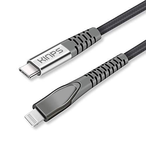 KINPS MFI Certified (10ft/3m) USB C to Lightning Fast Charging Cable Compatible with iPhone 12/12 Pro Max/11/11 Pro/11 Pro Max/XS/XR/X, Supports Power Delivery(for Use with Type C Chargers), Grey