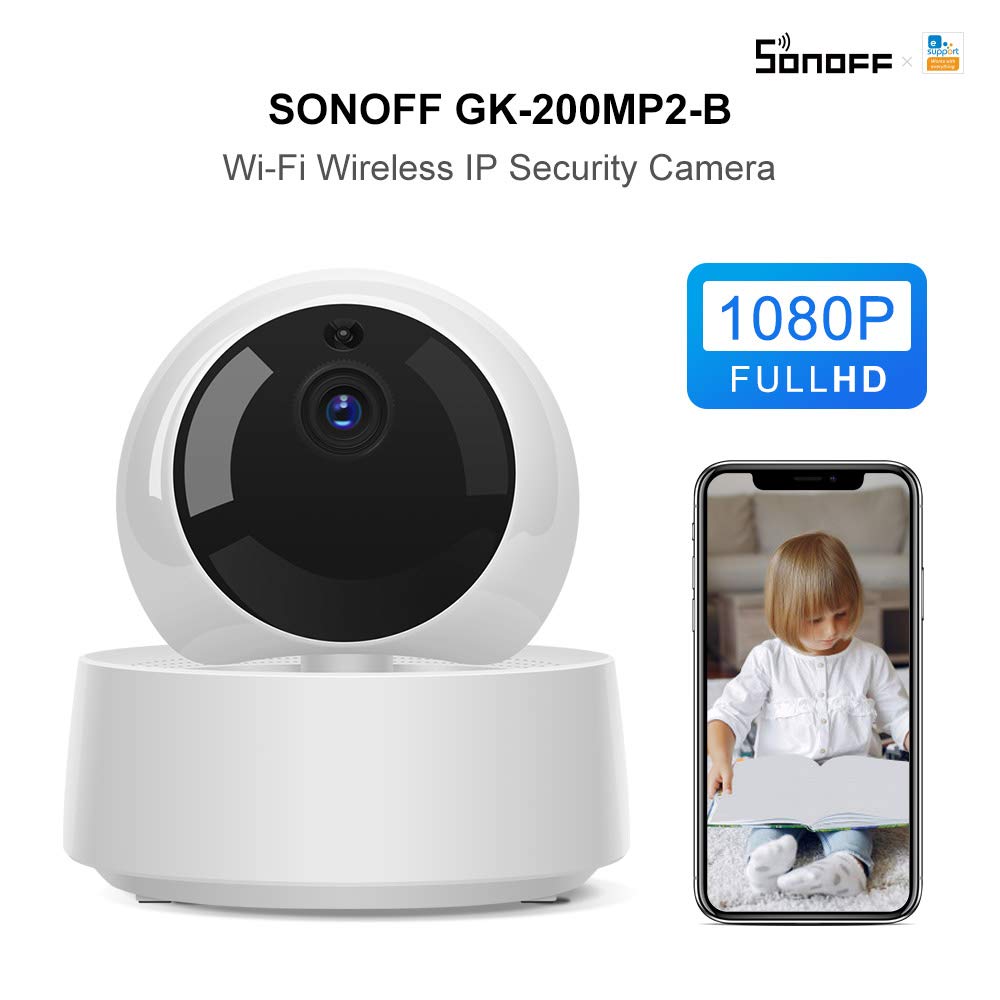 SONOFF 1080P HD Indoor Camera, Smart WiFi Home Security Camera with IR Night Version, Motion Detection, 2-Way Audio, Phone APP Control, Baby Monitor, Cloud Storage, GK-200MP2-B