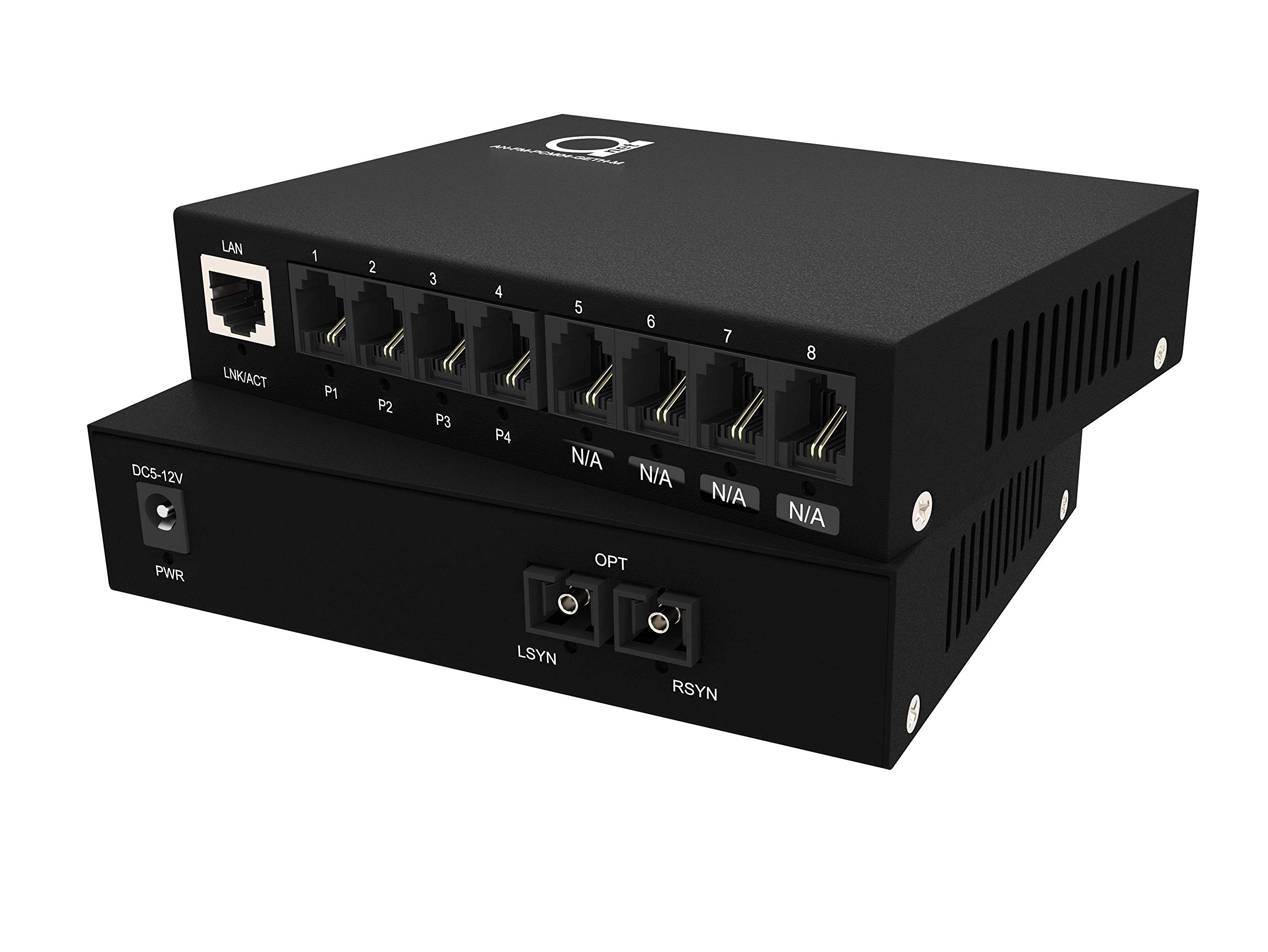 4 x POTS RJ11 Telephone and Gigabit Ethernet Over Fiber Converter - Multiplexer - Extender Set of FXS FXO Units - Universal Single and Multimode - 1 km MM (0.6 mi) 20km SM (11.4 mi) - Voice Over Fiber