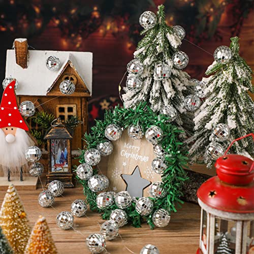 12 Meters Disco Ball Beaded Curtain Christmas Tree Ornaments Decorations Reflective Mini Disco Ball Ornaments Hanging Disco Ball for Window Door Curtain Passage Wedding Backdrop