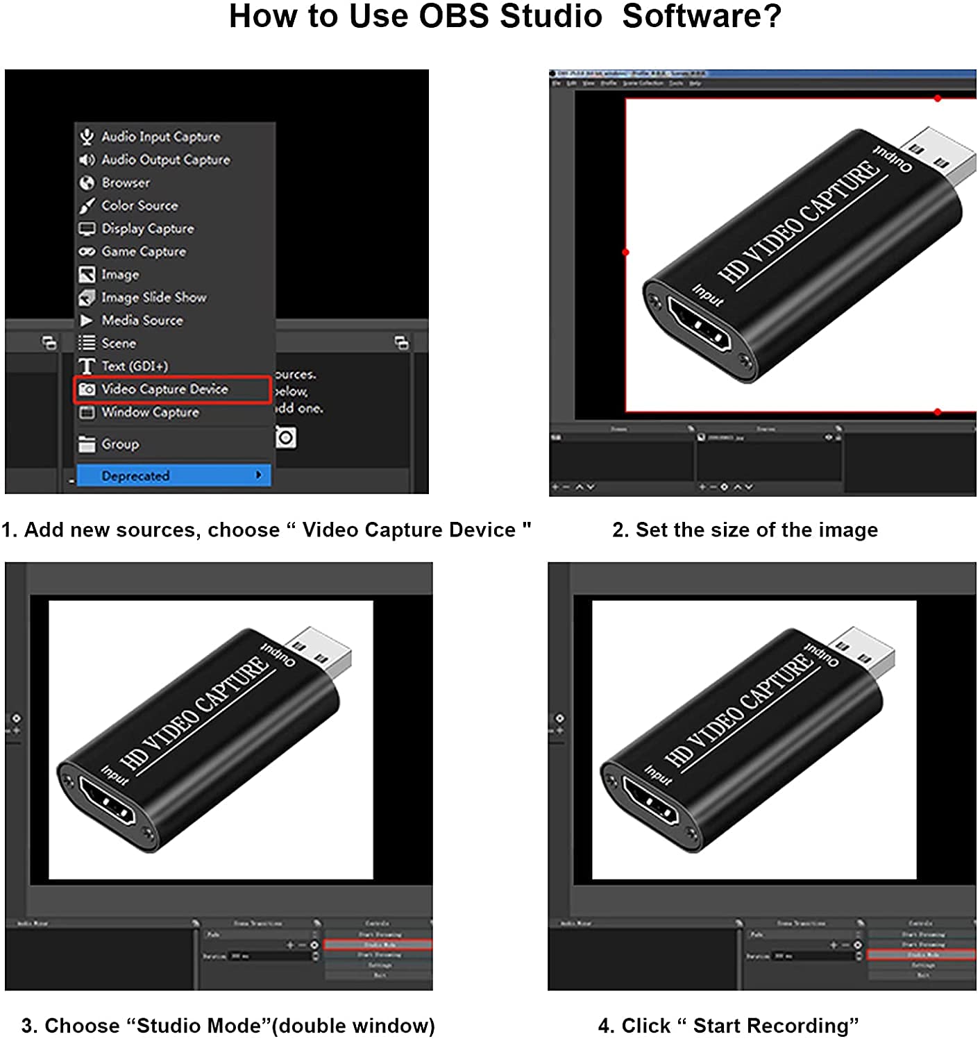 4K Video Capture Card, HDMI to USB Capture Card 1080P for Streaming, Recording, Gaming, Compatible with Nintendo Switch, PS5, Xbox