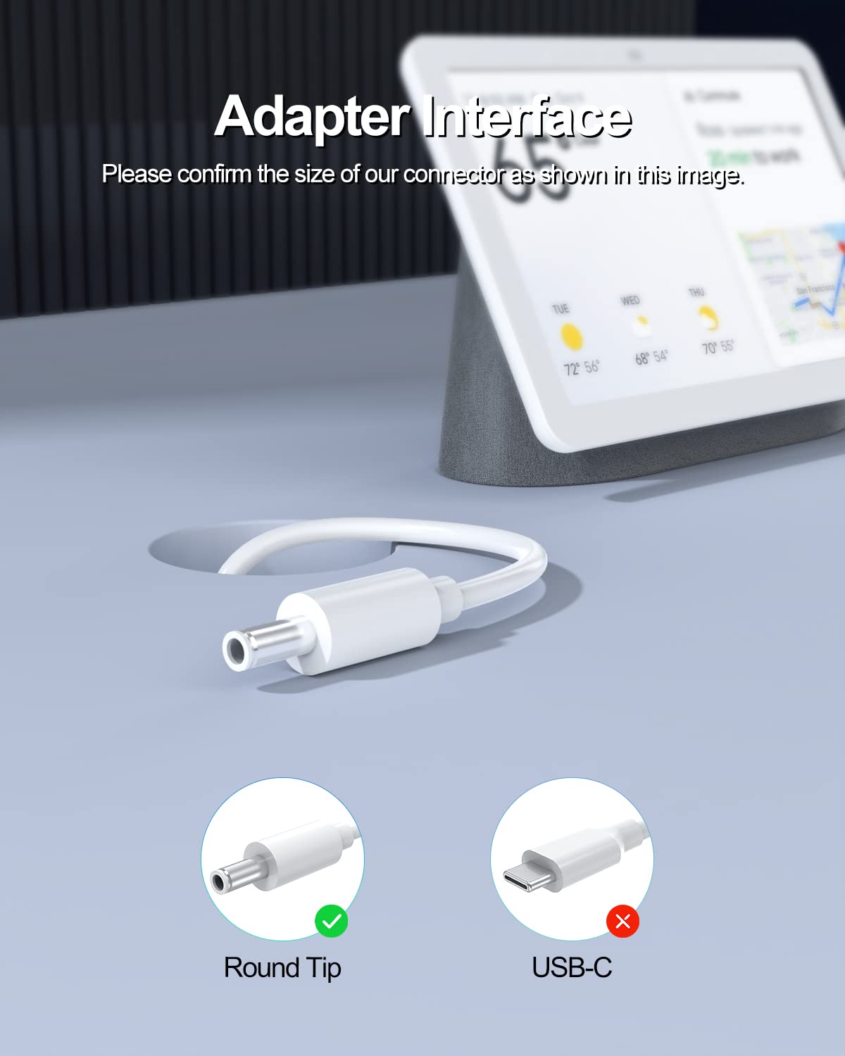 30W AC Charger Fit for Google Nest Audio Smart Speaker Wall Power Supply Adapter Cord