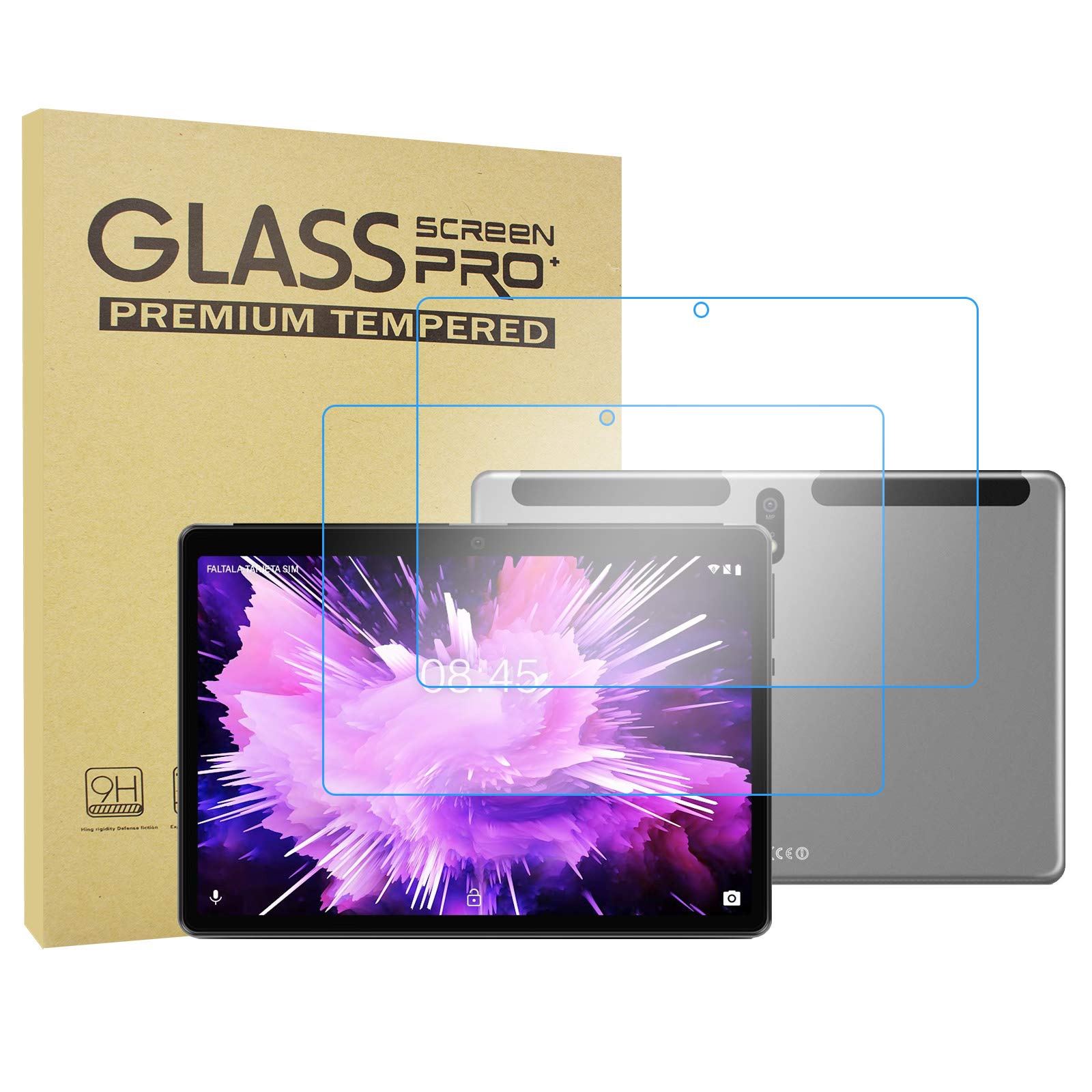 Transwon 2PCS Tempered Glass Screen Protector for MEBERRY M7 Tablet 10.1 Inch/ (NOT FOR J10) JUSYEA J5-W Tablet Screen Protector/Logic T10L Tablet 10 Inch (NOT FOR FACETEL Q10 PRO!!!)