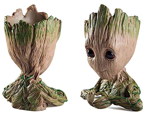 Baby Groot Flowerpot Tree Man Planter Flower Pot with Drainage Hole Pencil Pen Holder,Diligencer Office Party Ornament Christmas Birthday Gift Planter 6