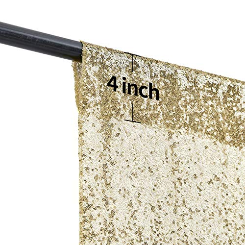 2×8FT-2PCS Champagne Gold Sequin Backdrop Curtains Panels, Photography Backdrop Glitter Curtains Fabric Background for Christmas Wedding Party Decor