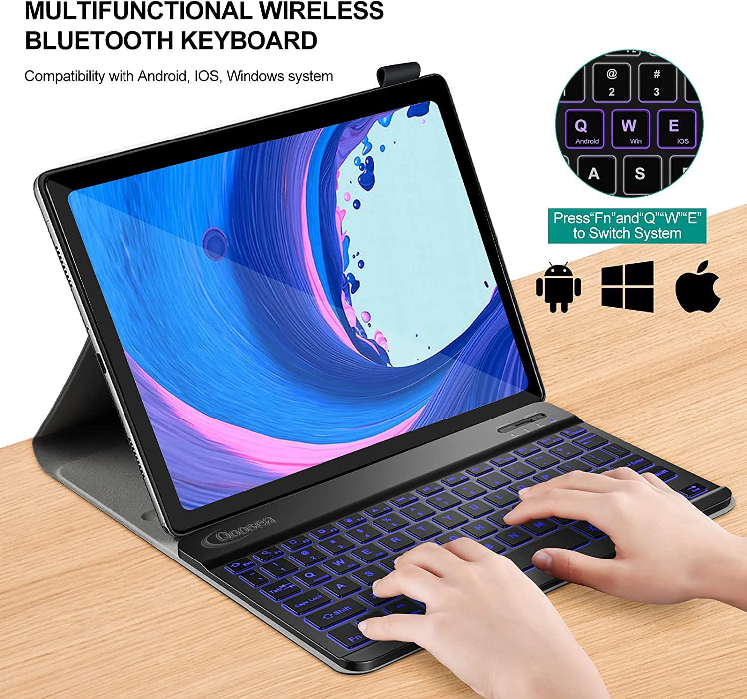 Qoosea for Samsung Galaxy Tab A7 Lite Bluetooth Keyboard Detachable Bluetooth Keyboard for Galaxy Tab A7 Lite 8.7 inch with Magnetically Wireless Bluetooth Keyboard Black