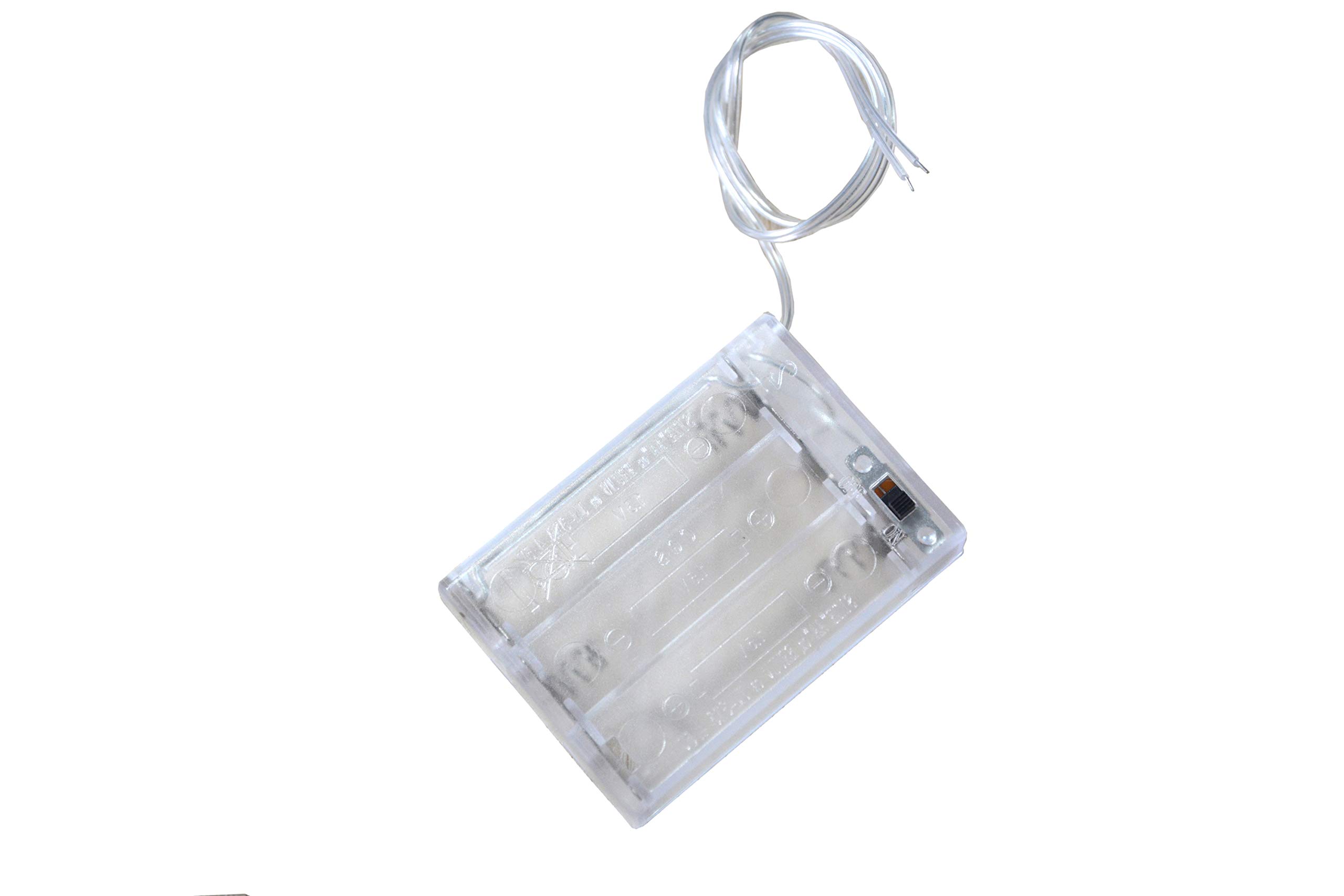 LAMPVPATH (Pack of 4) 3 AA Battery Holder with Switch, 4.5V Battery Holder with Switch, 3X 1.5V AA Battery Holder with Leads and Switch - Transparent