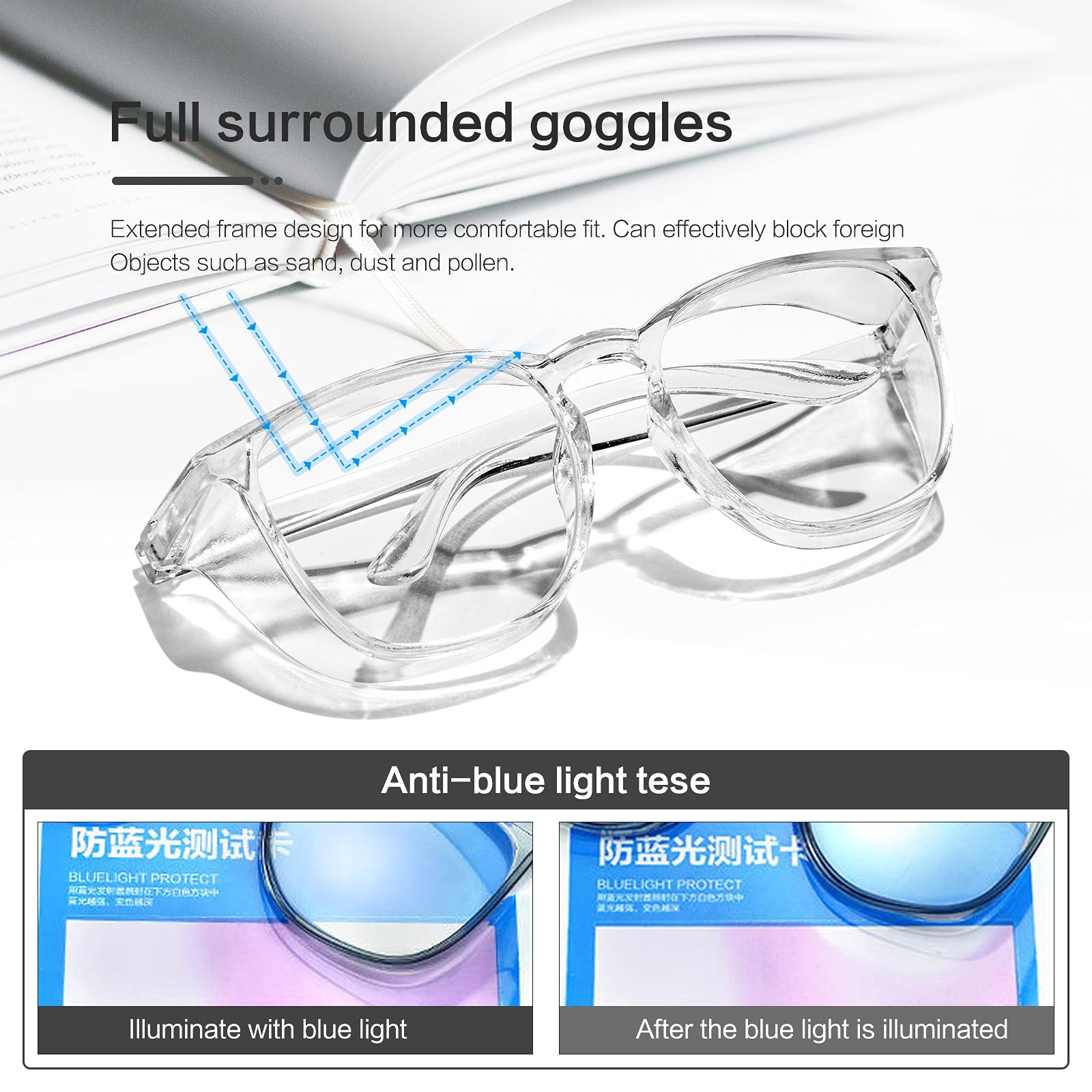Zoldag Safety Glasses Anti Fog Safety Goggles for Nurses,Blue Light Blocking Glasses Protective Eyewear for Women Nurses