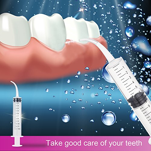8 Pcs Syringe 12cc Dental Irrigation Syringe with Curved Tip Wisdom Teeth Syringe Measurement Syringe Disposable Water Oral Mouth Liquid Tonsil Stone Squirt Mouthwash Cleaner Syringes