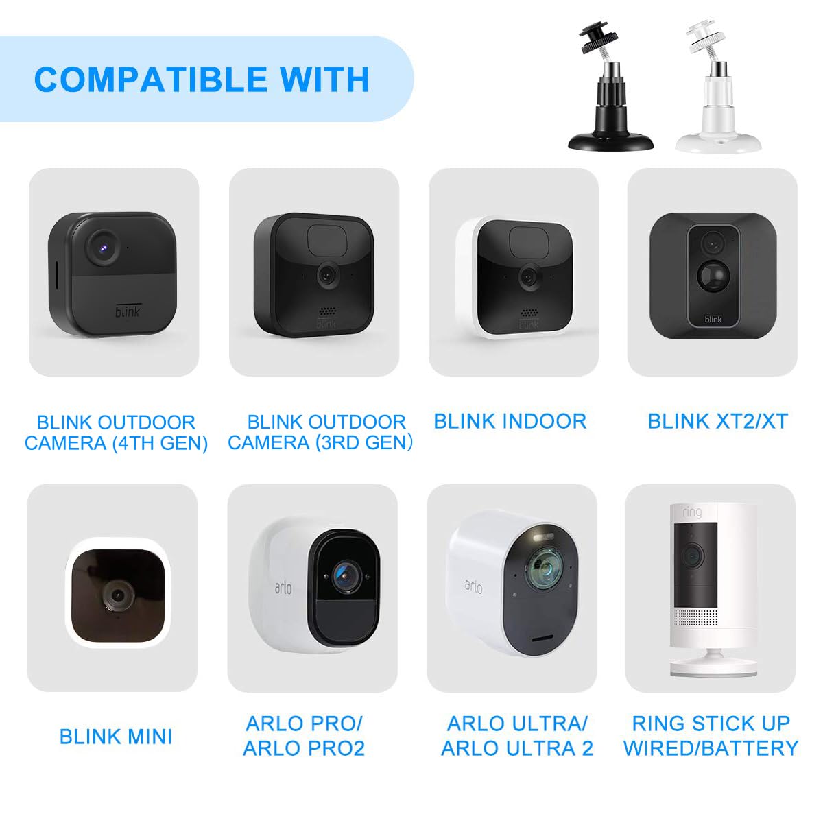 3rd & 4th Gen Blink Outdoor Camera Mounts, Aotnex All-New 360 Degree Adjustable Cover Surveillance Wall Mounts for Blink Outdoor Indoor Home Security Camera System (3 PCS, Black)
