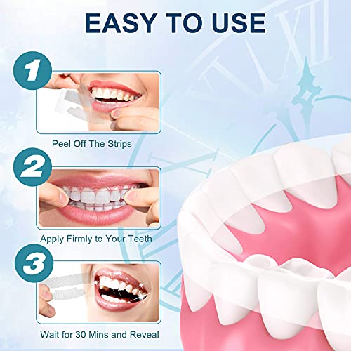 EZGO Teeth Whitening Strips, 28 Non-Sensitive White Strips Teeth Whitening Kit, 14 Sets Fast-Result Teeth Whitener for Tooth Whitening, Helps to Remove Smoking, Coffee, Wine Stains, Gentle and Safe
