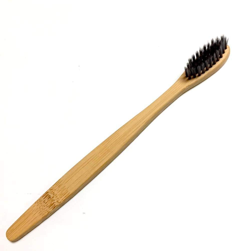 More of Me to Love BPA-Free, Organic Bamboo Toothbrush with No-Glue Bristles - Compostable, Biodegradable, Vegan (4-Pack) (Black, Soft Bristle)